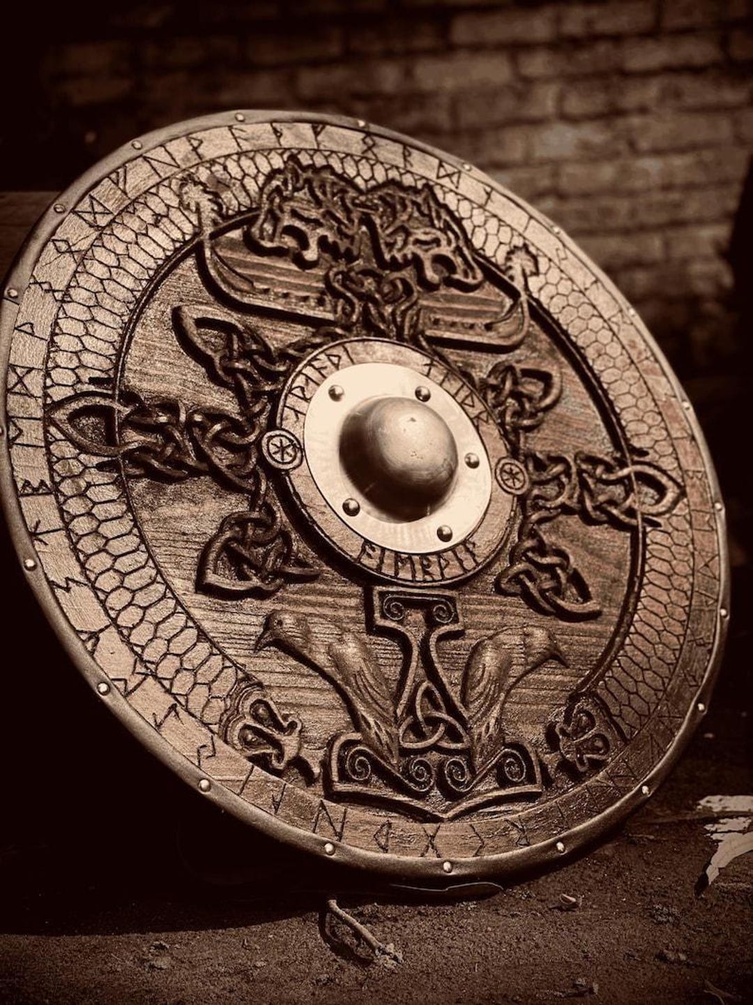 Custom Viking Shield, Medieval Round Shield, Carved Viking Gift, Wall ...