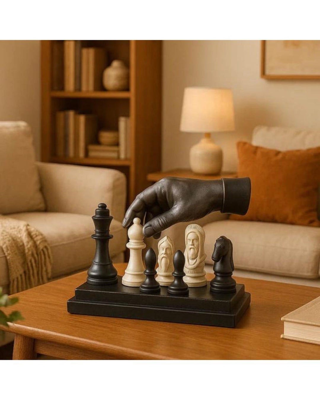 Bold Sculpted Hand Chess Set | Checkmate Art Piece | Premium Polyresin ...