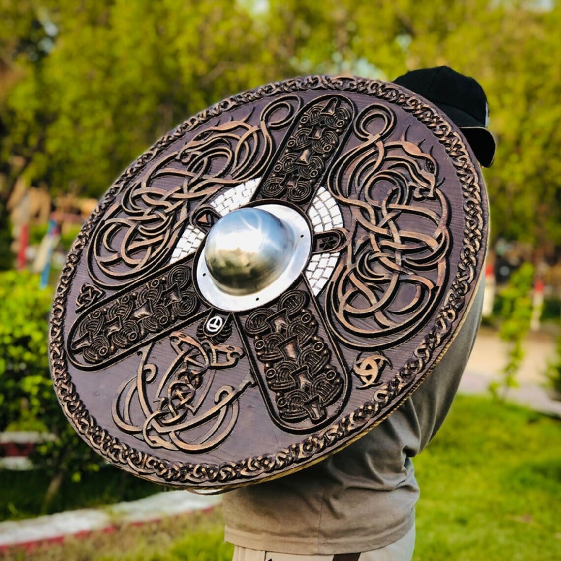 Medieval Viking Dragons Shield, Viking Wall Decor, Viking Round Shield ...