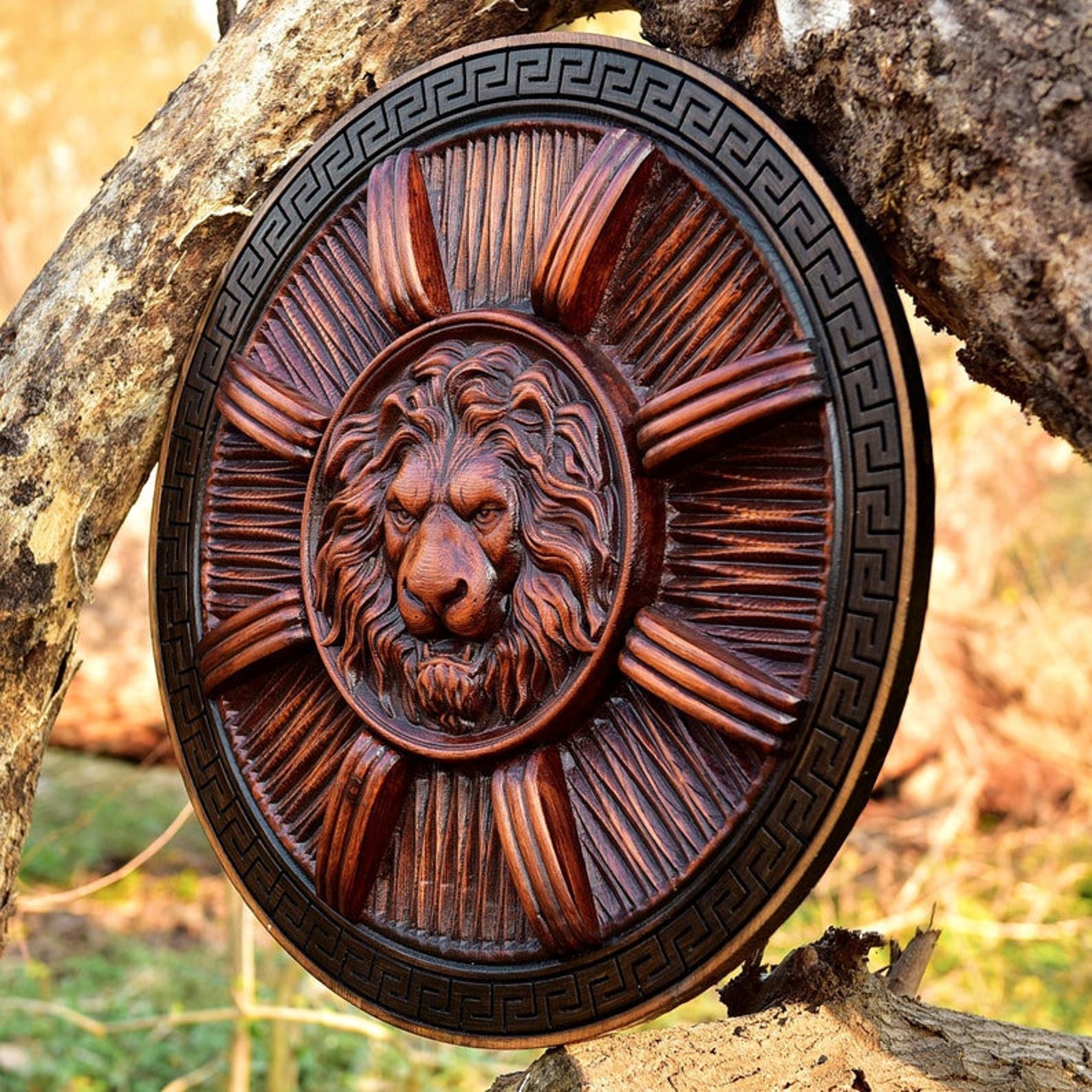 Medieval Lion Shield, Wall Decor, Wood Carved Wall Art, Home Decor ...