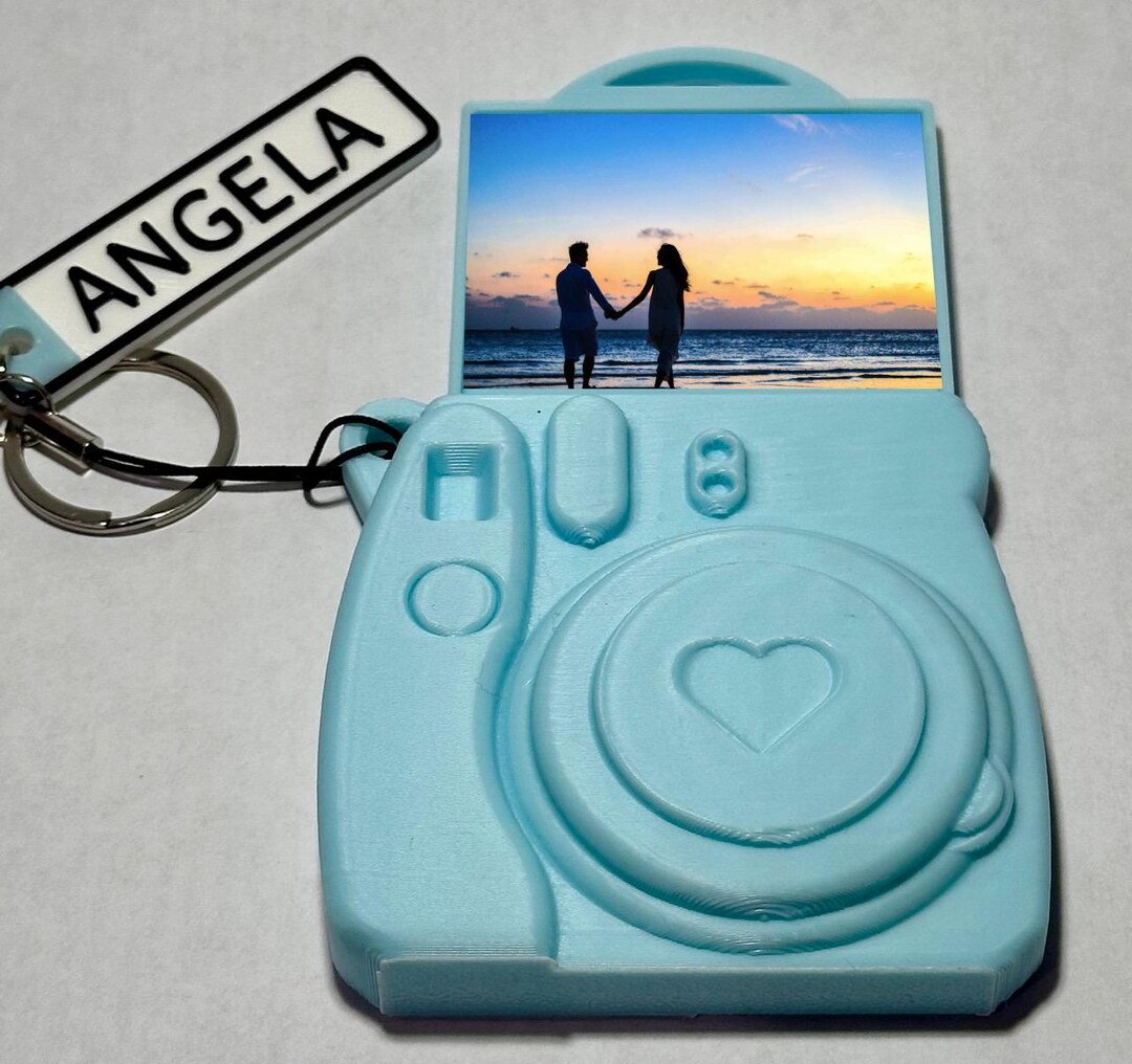 Personalized Polaroid Holder and Name Plate Keychain - Etsy