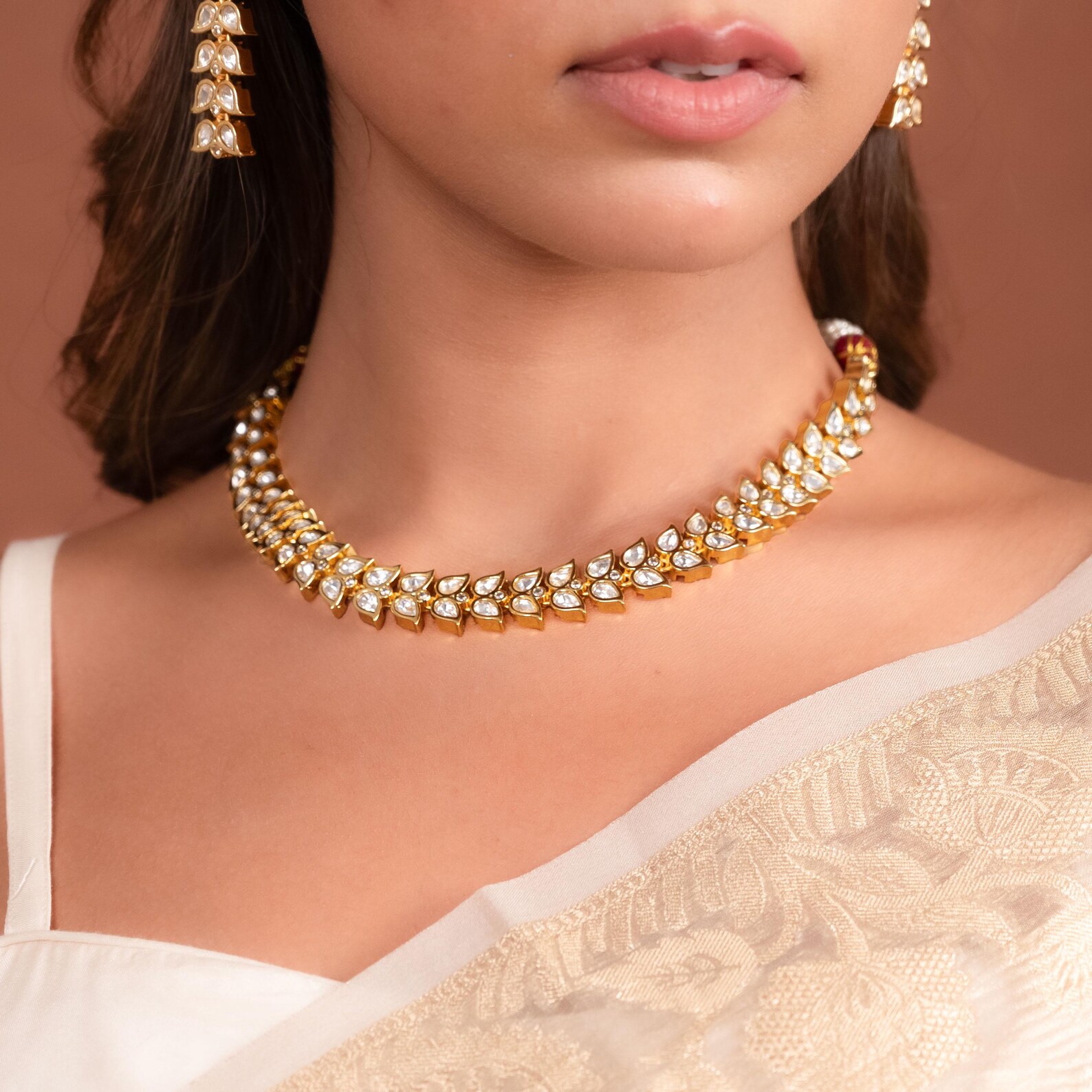 Traditional Indian Kundan Pushpa Dal Patti Necklace Set, Kundan ...