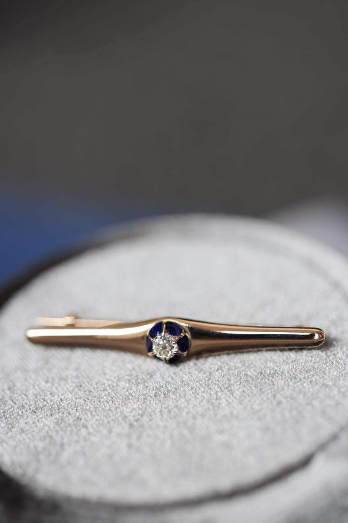 Antique Old European Cut Diamond 18k Gold Pin - Old Mine Cut Diamond ...