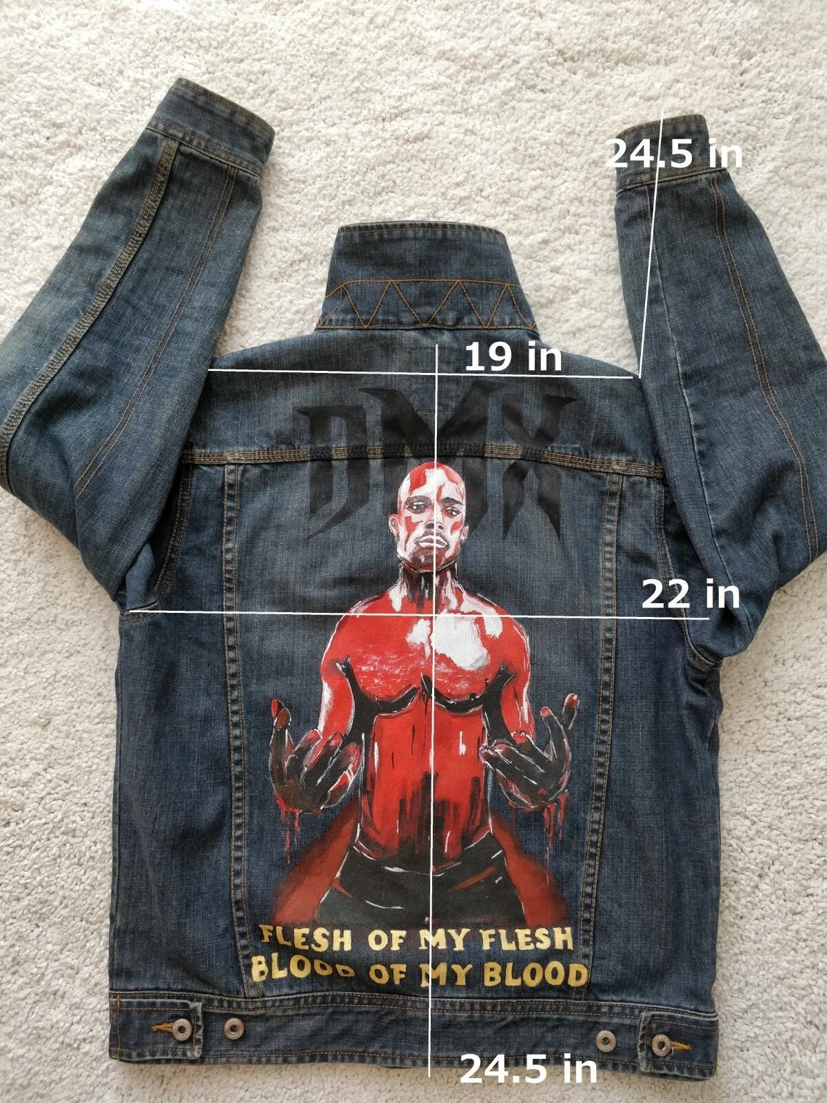 DMX Ruff Ryders Acrylic Art Paint Jean Jacket Hip Hop Rap Hype Flesh ...