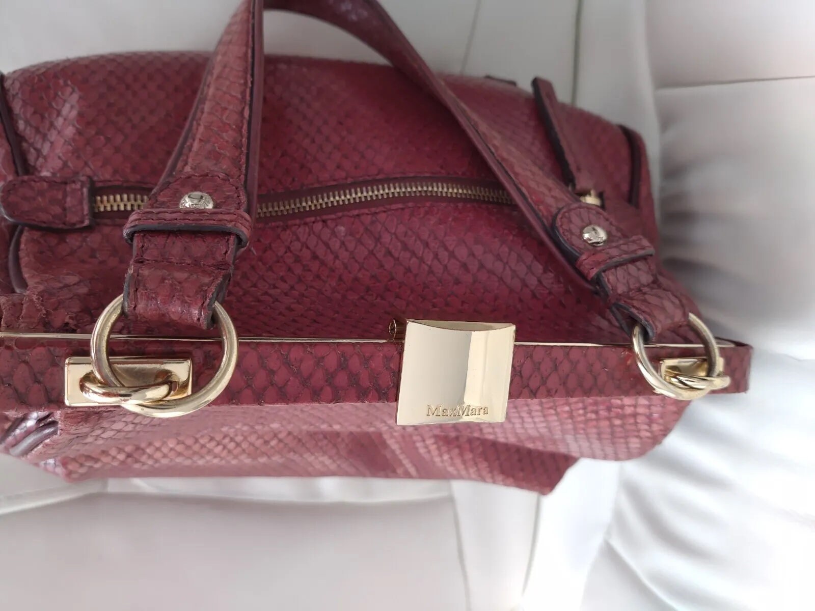 Max Mara Italy Vintage Womens Burgundy Snakeskin Python Print Patent ...