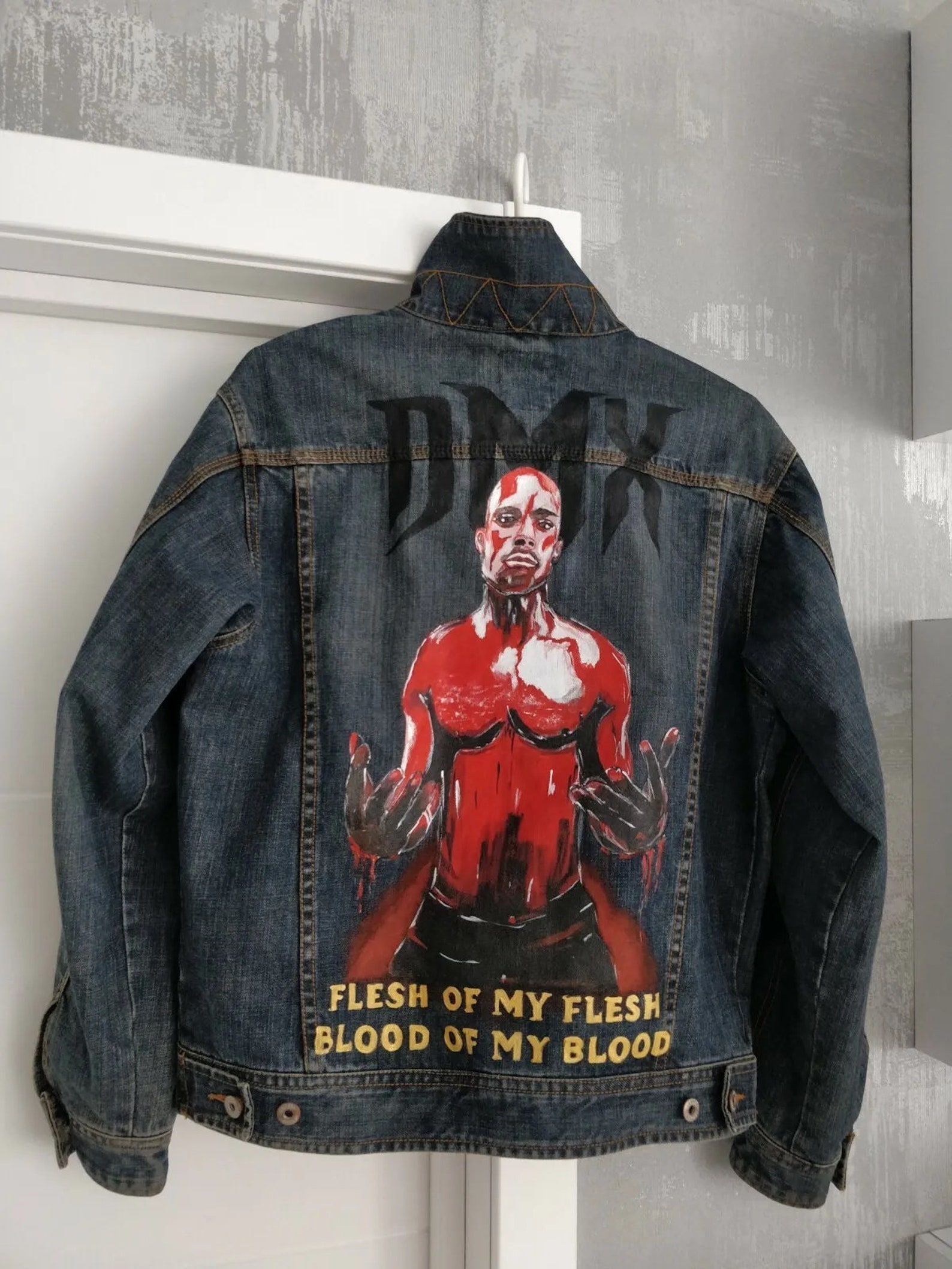DMX Ruff Ryders Acrylic Art Paint Jean Jacket Hip Hop Rap Hype Flesh ...