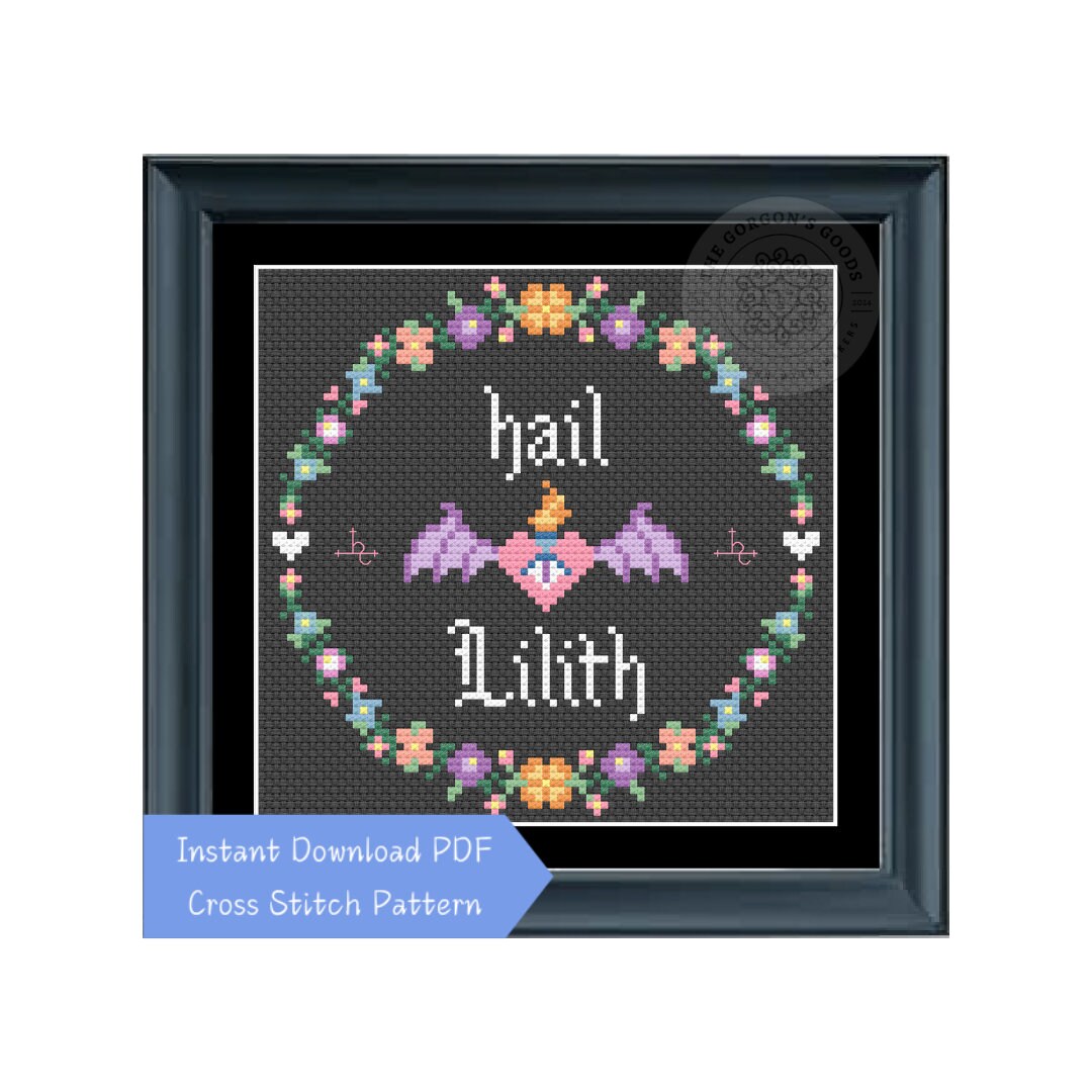 Cute Lilith Cross Stitch Pattern - DIGITAL PATTERN - Pastel Goth ...