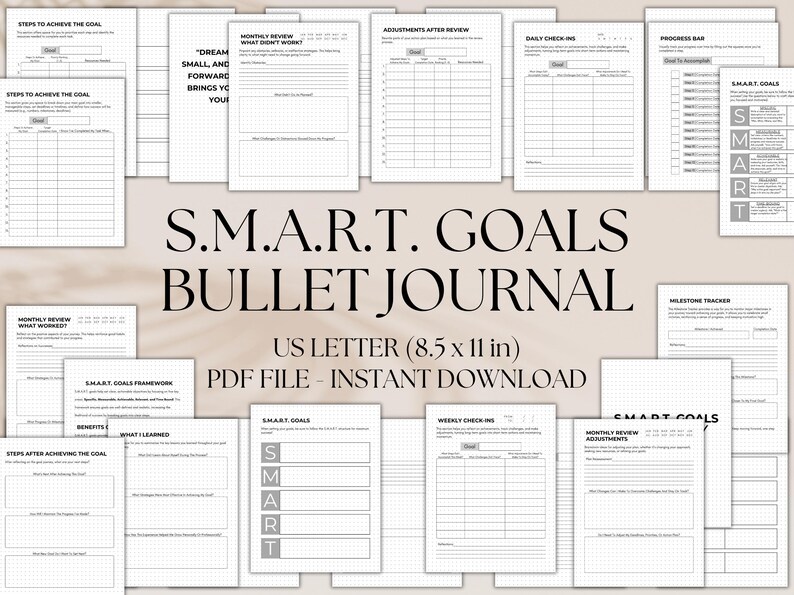 SMART Goals Bullet Journal, Printable Productivity Planner (PDF) - Etsy