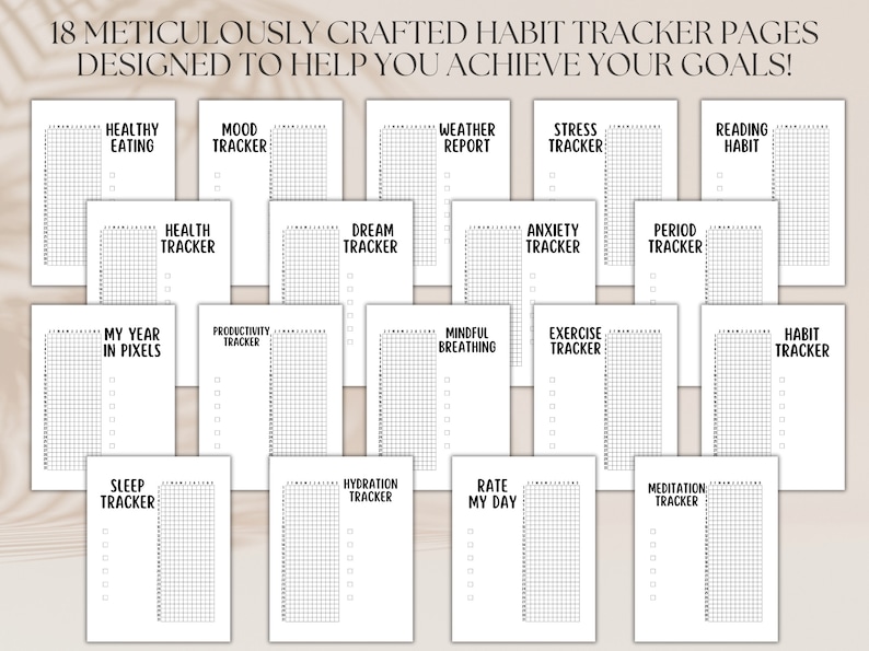 Yearly Habit Tracker, Year in Pixels, Printable Tracker, Journal ...