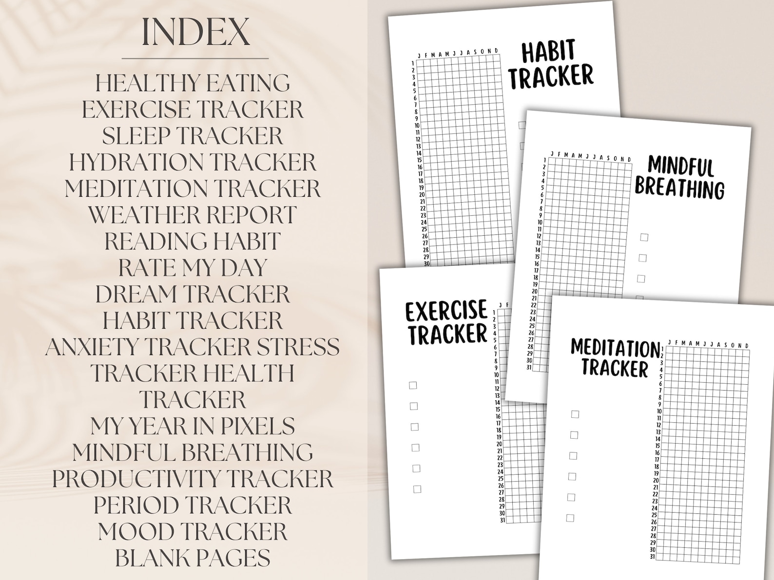 Yearly Habit Tracker, Year in Pixels, Printable Tracker, Journal ...