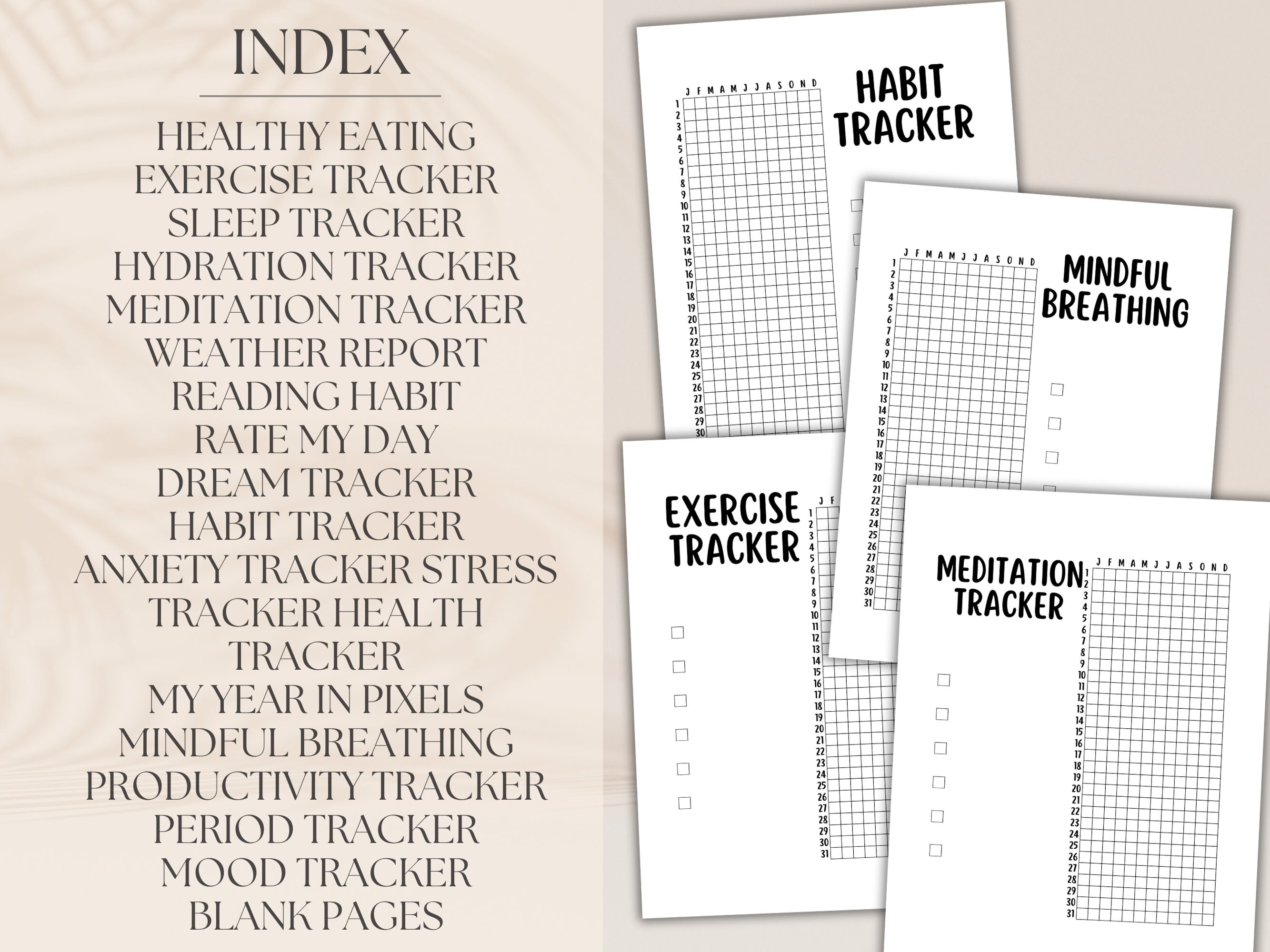 Yearly Habit Tracker, Year in Pixels, Printable Tracker, Journal ...