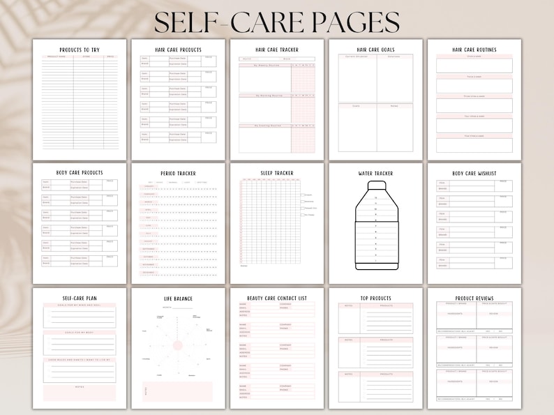 Self Care Journal Printable: Wellness, Mindfulness, Mood Tracker ...