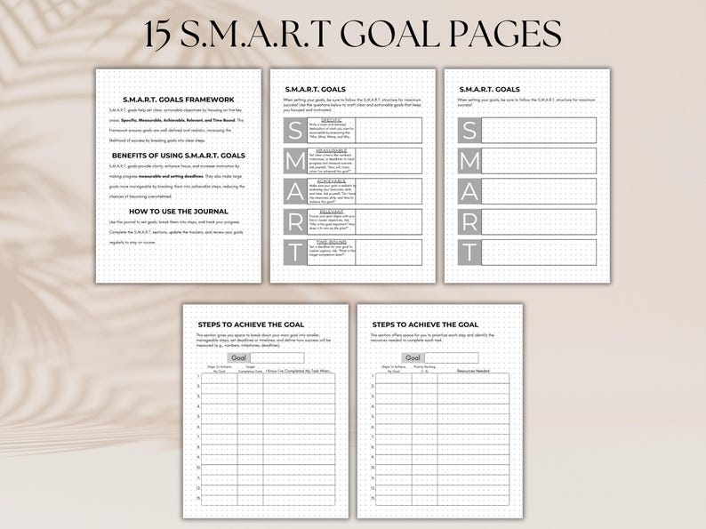 SMART Goals Bullet Journal, Printable Productivity Planner (PDF) - Etsy