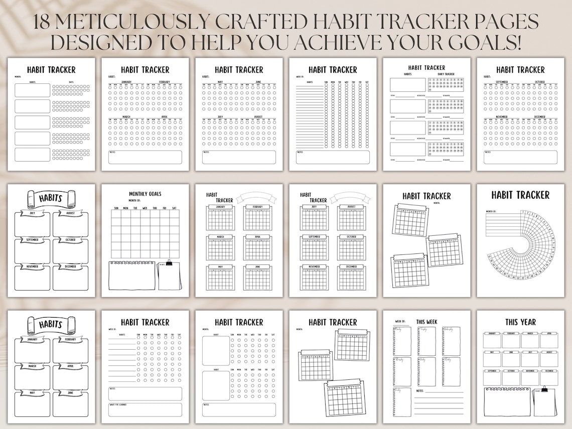 Printable Habit Tracker Bundle: Weekly, Daily, Monthly (PDF Planner) - Etsy