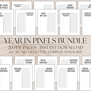 Yearly Habit Tracker, Year in Pixels, Printable Tracker, Journal ...