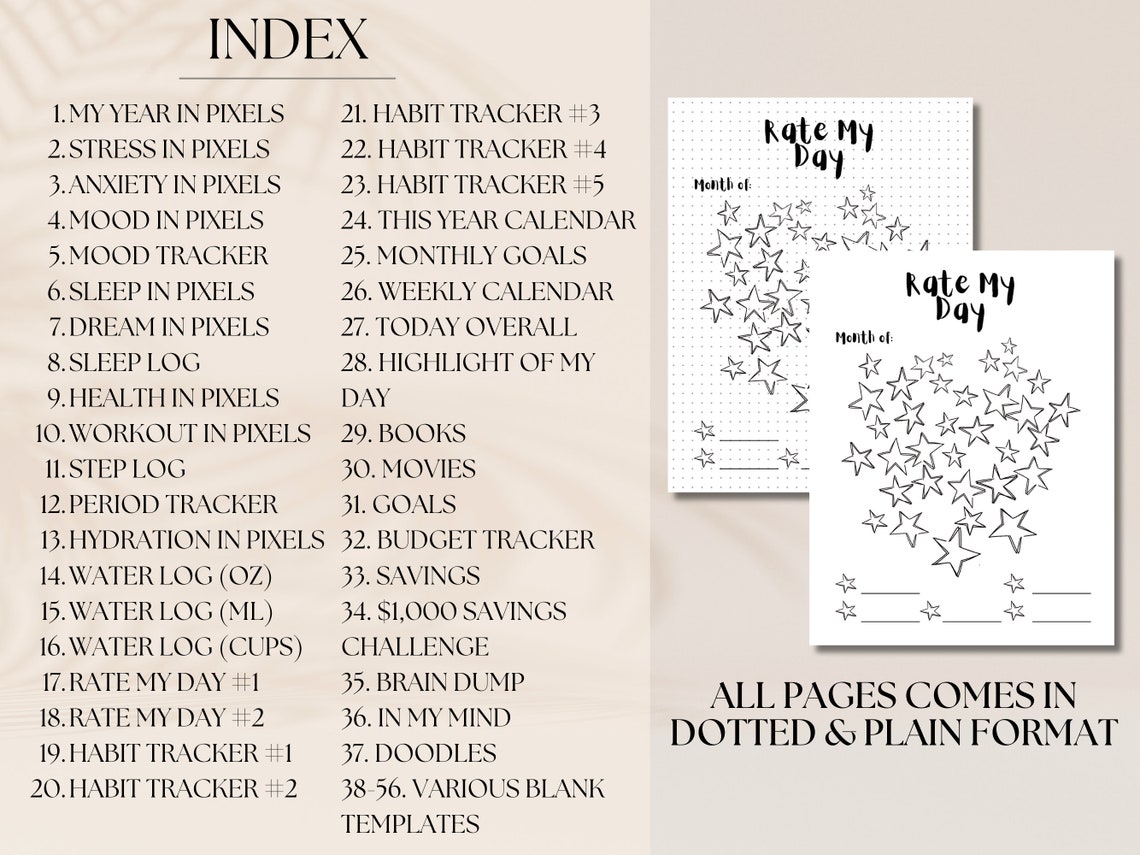 Bullet Journal imprimible, plantilla Bujo, páginas de Bullet Journal ...