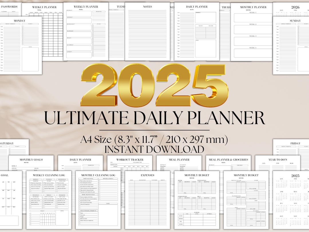 2025-2026 Daily Planner: Printable A4 Tracker (digital Download) - Etsy