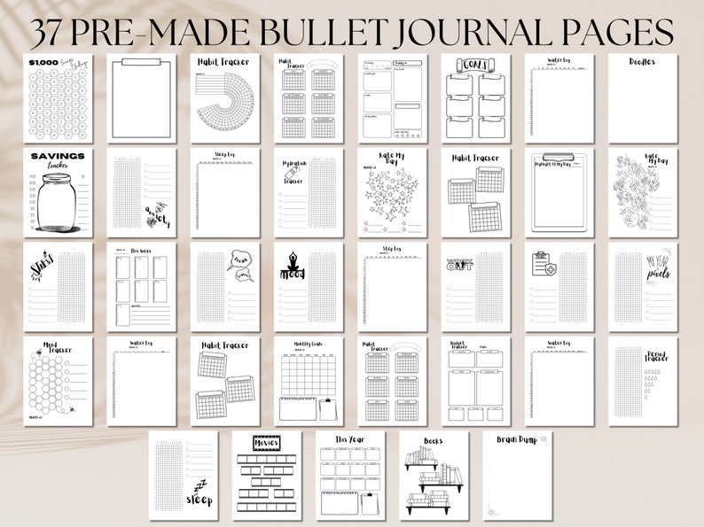 Bullet Journal imprimible, plantilla Bujo, páginas de Bullet Journal ...