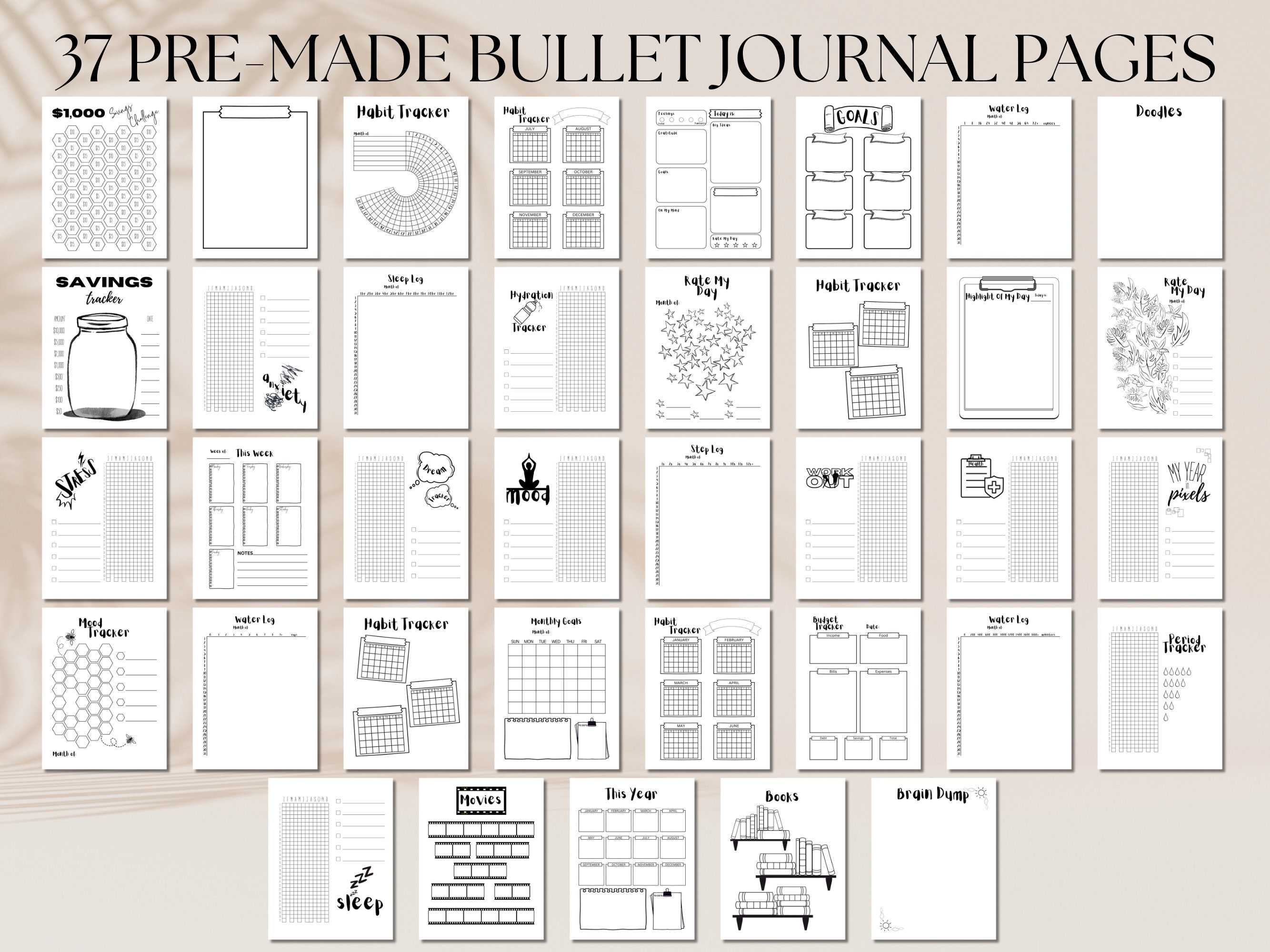 Printable Bullet Journal, Bujo Template, Bullet Journal Pages, Daily ...