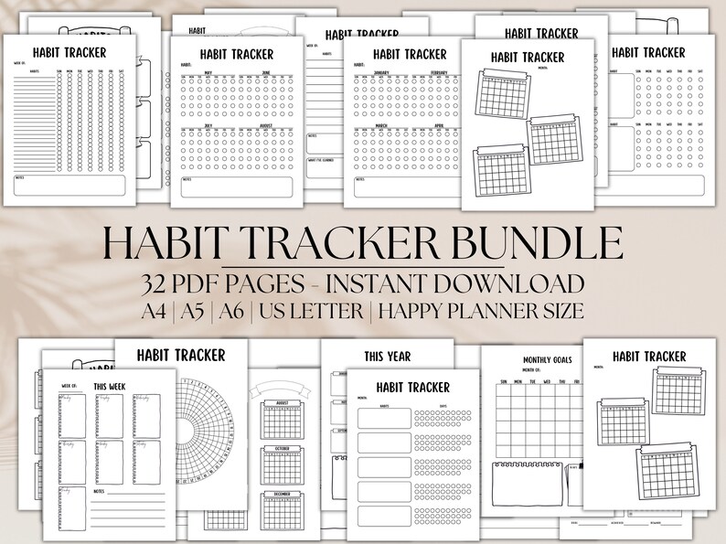 Printable Habit Tracker Bundle: Weekly, Daily, Monthly (PDF Planner) - Etsy