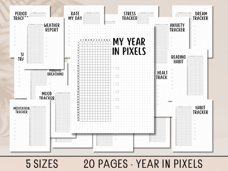 Yearly Pixel Tracker Bundle: Habit, Mood, Health (PDF Download) - Etsy