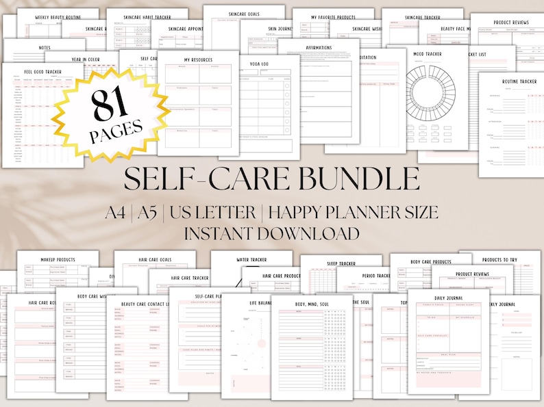 Self Care Journal Printable: Wellness, Mindfulness, Mood Tracker ...