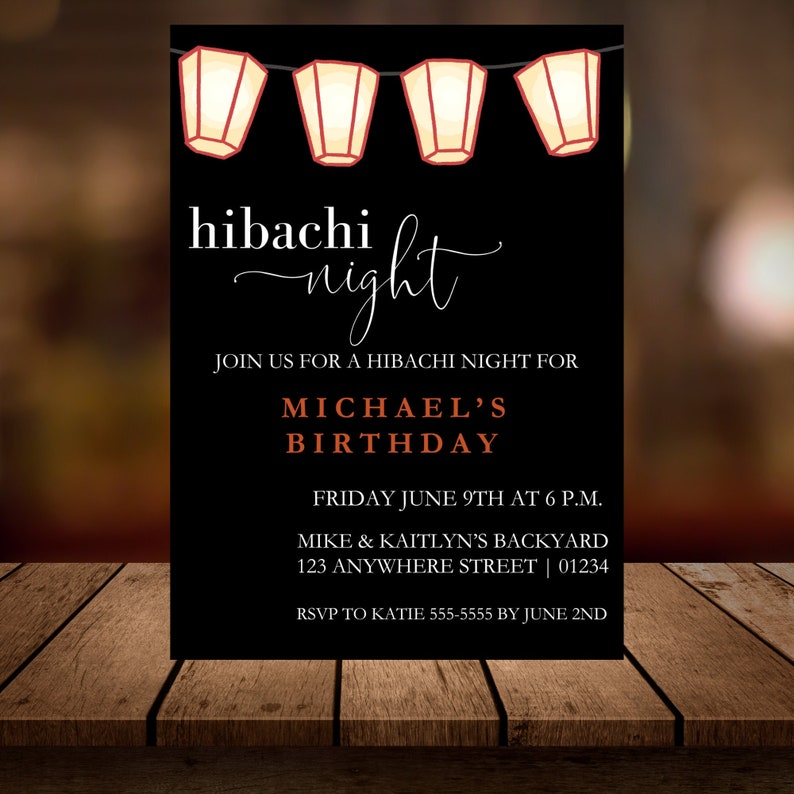 Hibachi Invitation, Hibachi Dinner Invitation, Hibachi Birthday ...
