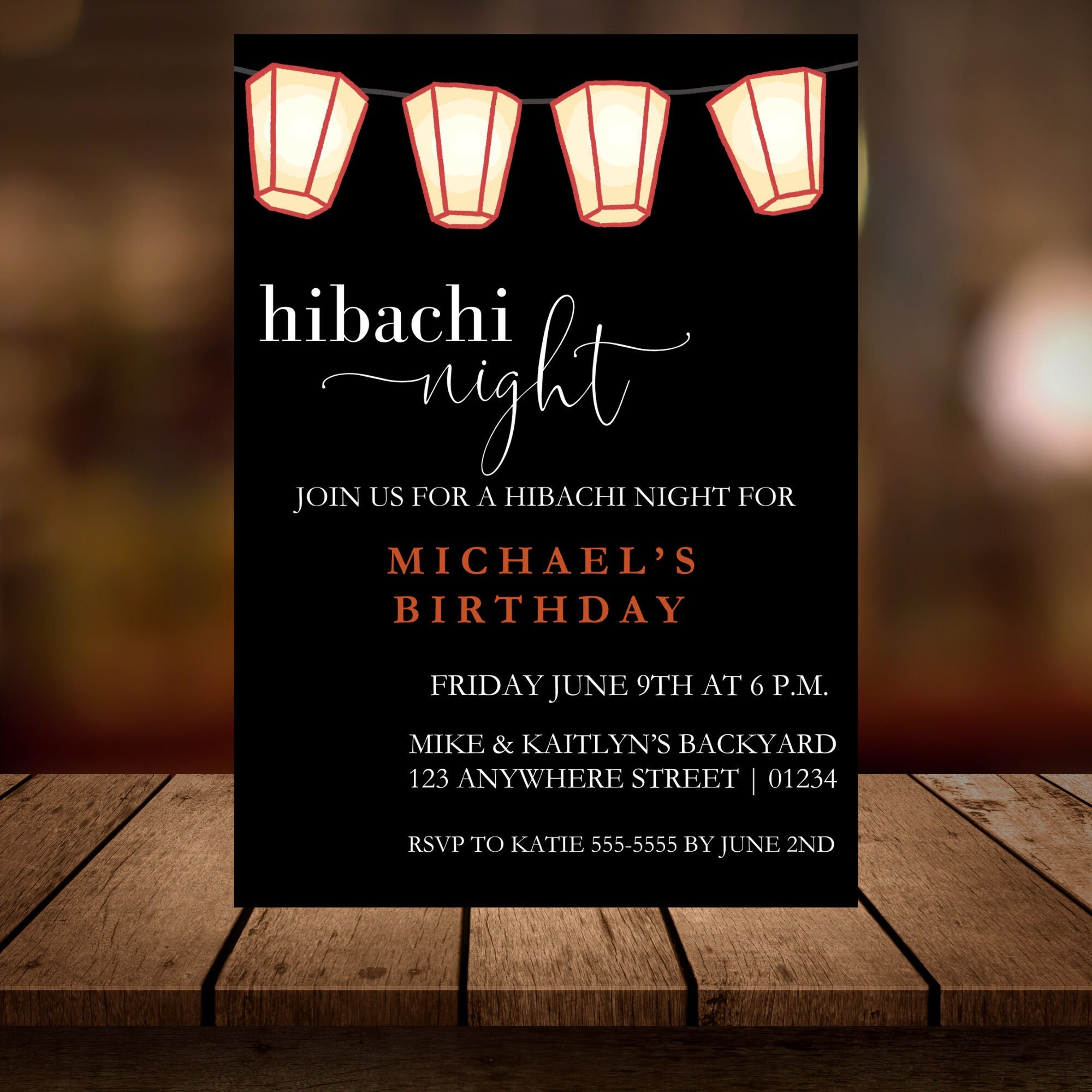 Hibachi Invitation, Hibachi Dinner Invitation, Hibachi Birthday ...