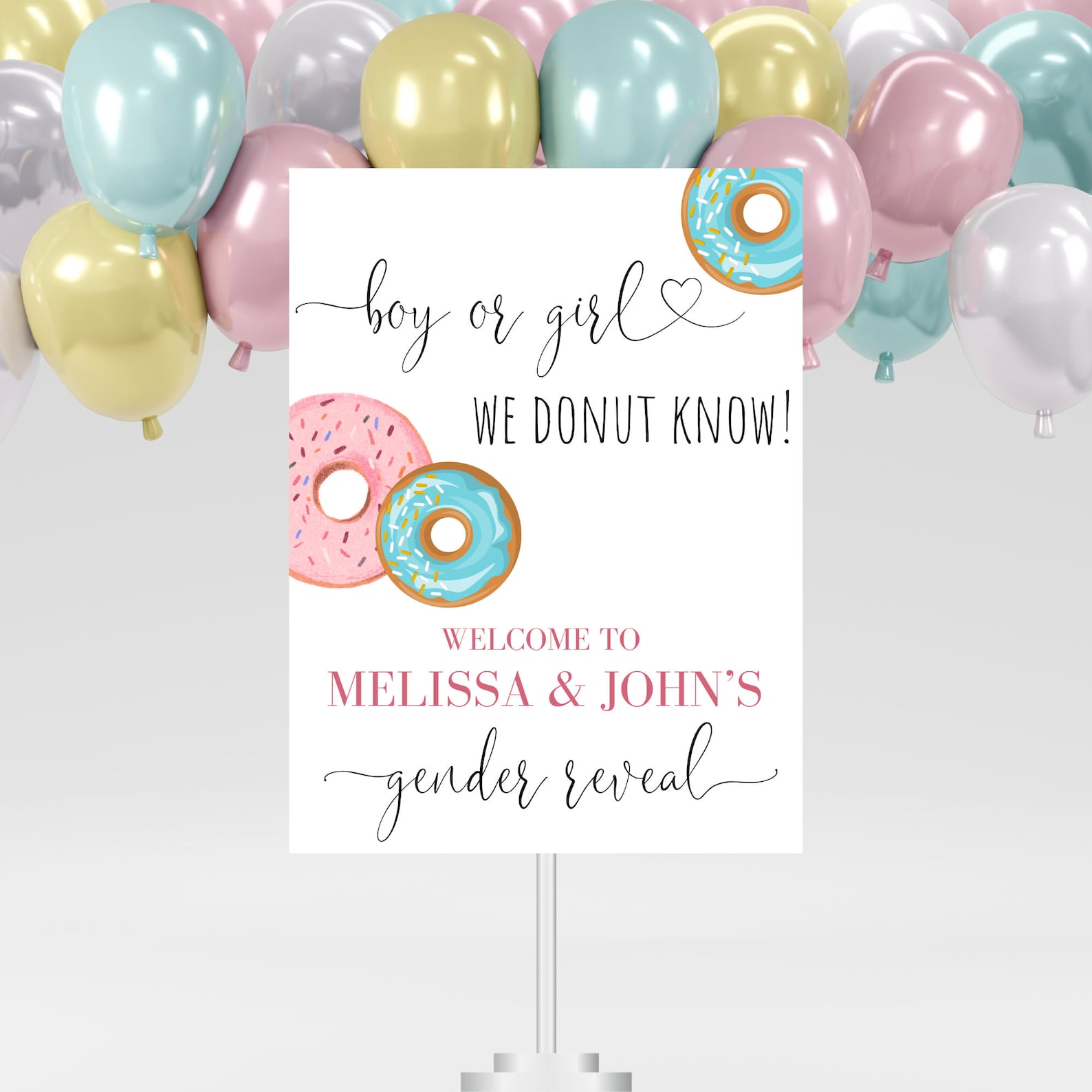 Donut Know Gender Reveal Sign, Donut Gender Reveal, Gender Reveal ...