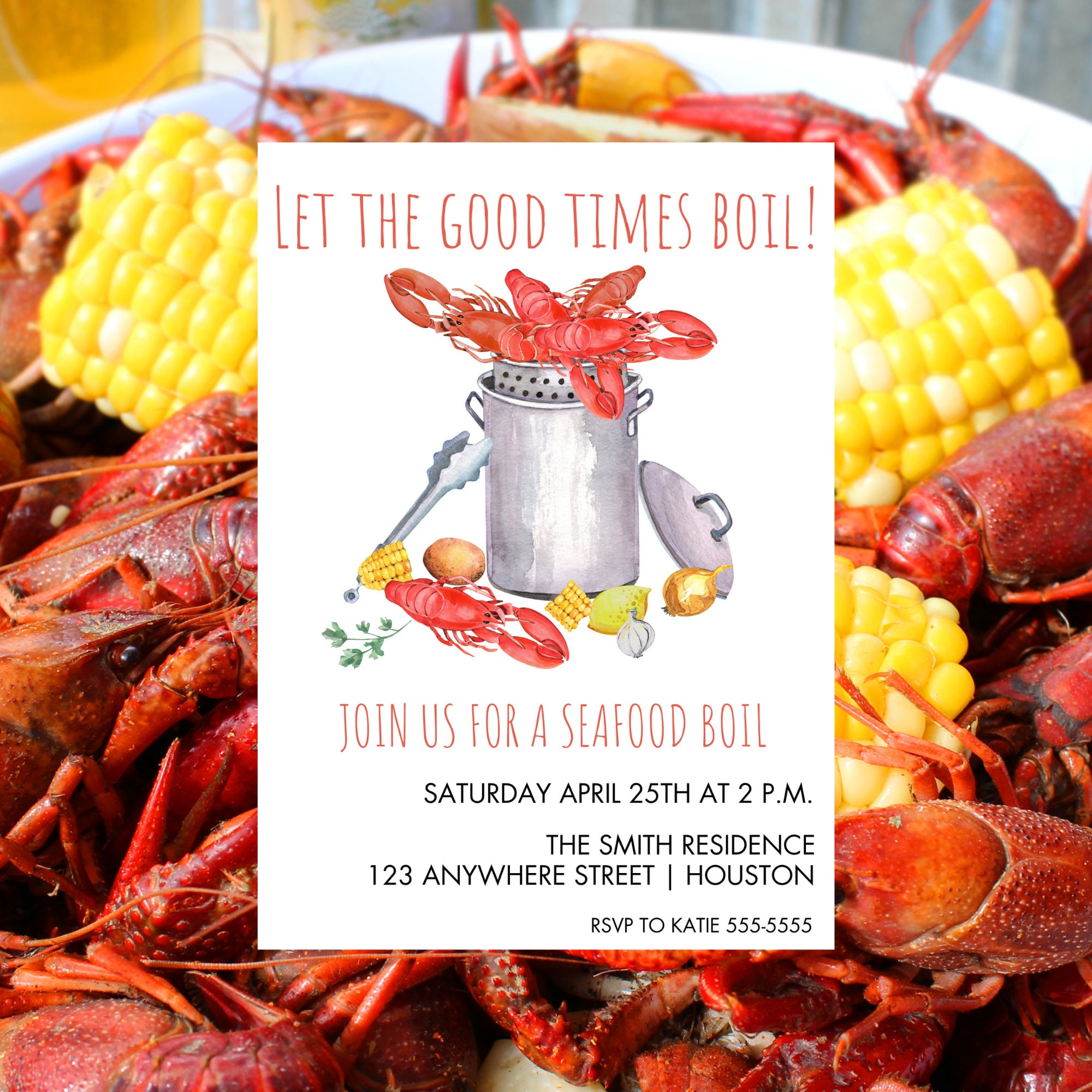Seafood Boil Invitation, Seafood Boil Flyer, Seafood Boil Invite ...