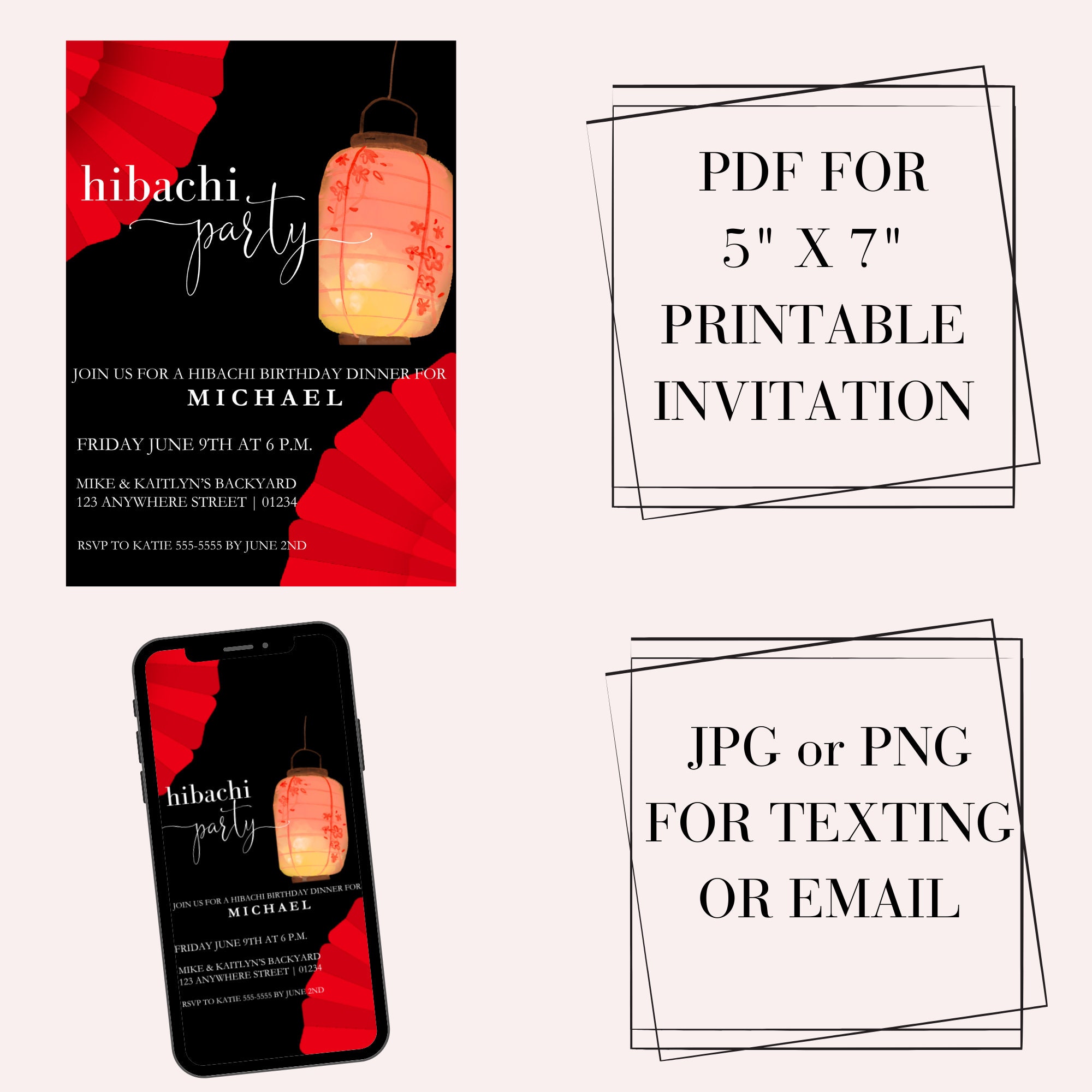 Hibachi Invitation, Hibachi Dinner Invitation, Hibachi Birthday ...