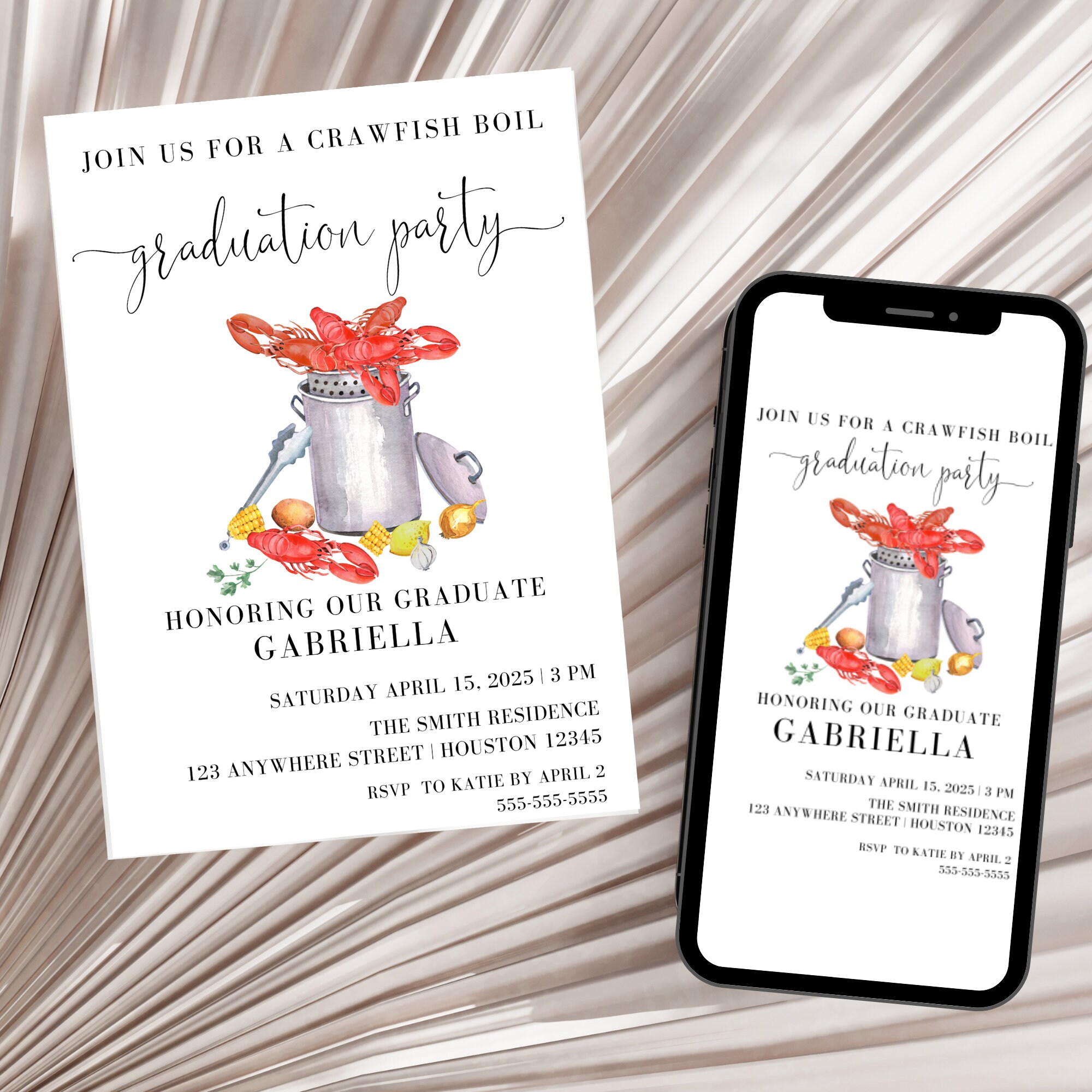 Crawfish Graduation Invitation, Crawfish Graduation Party, Crawfish ...