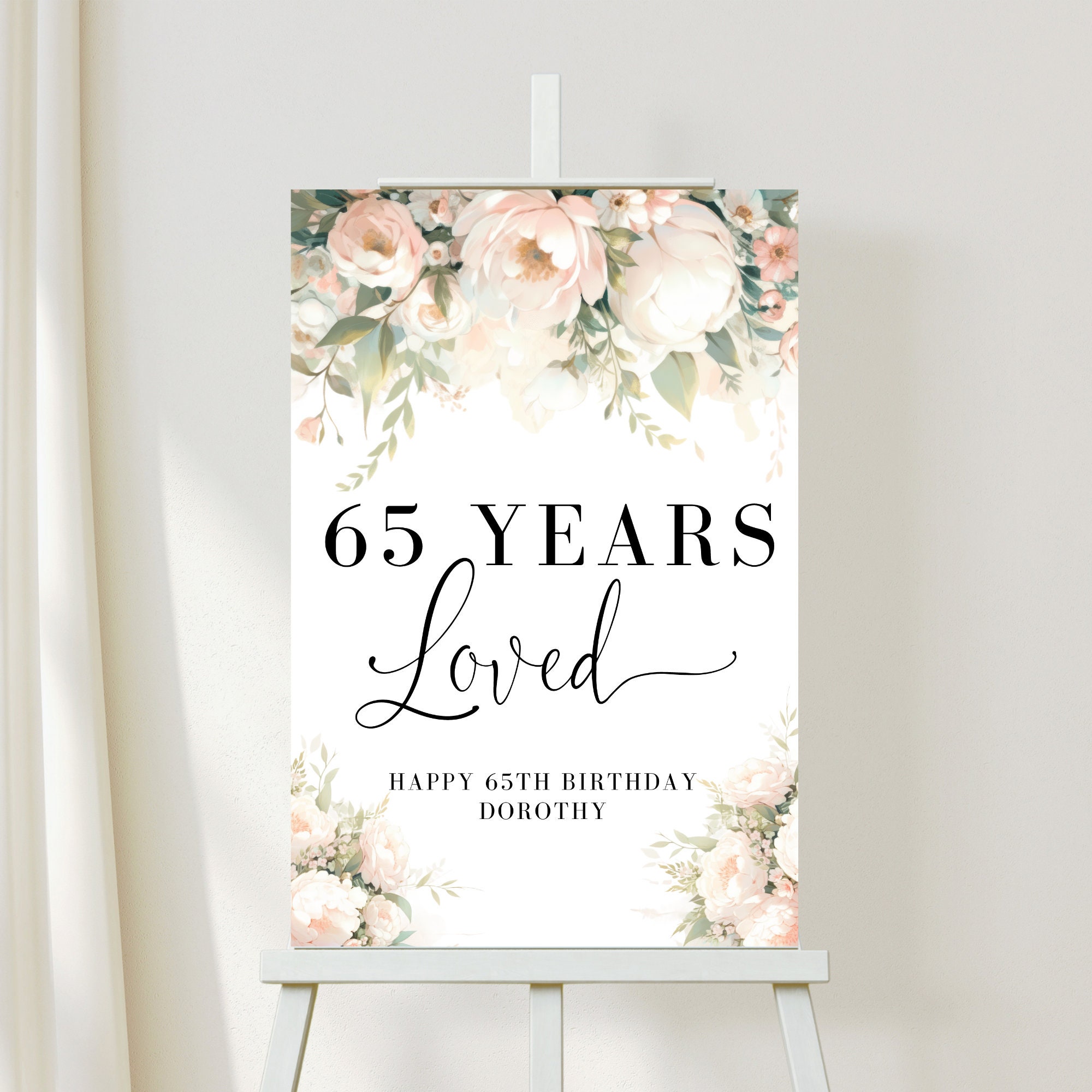 65th Birthday Sign, 65th Birthday Welcome Sign, 65 Years Loved Sign ...