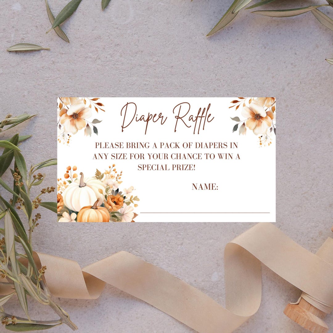 Little Pumpkin Baby Shower Diaper Raffle Card, Little Pumpkin on the ...