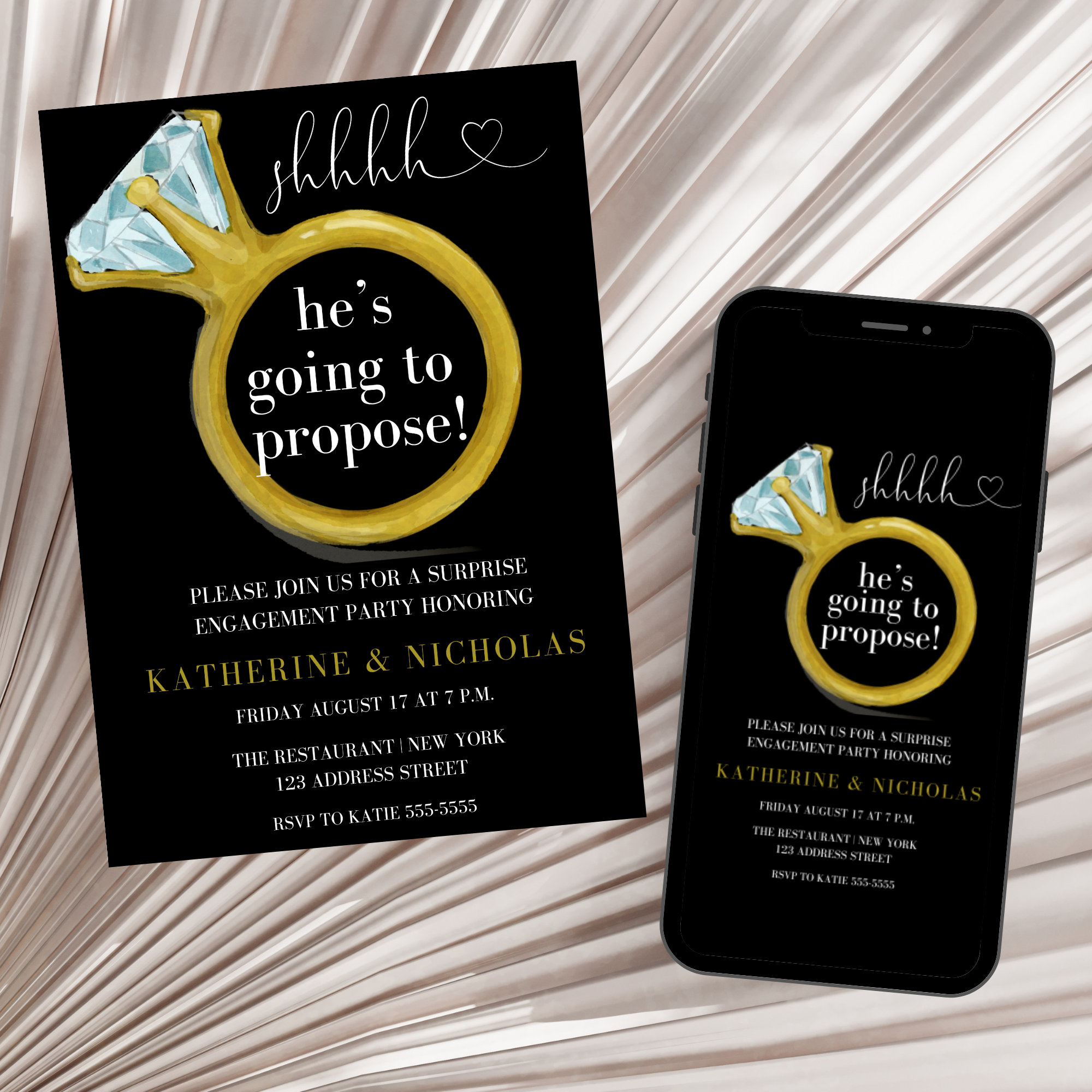 Surprise Engagement Party Invitation, Surprise Proposal Invite ...