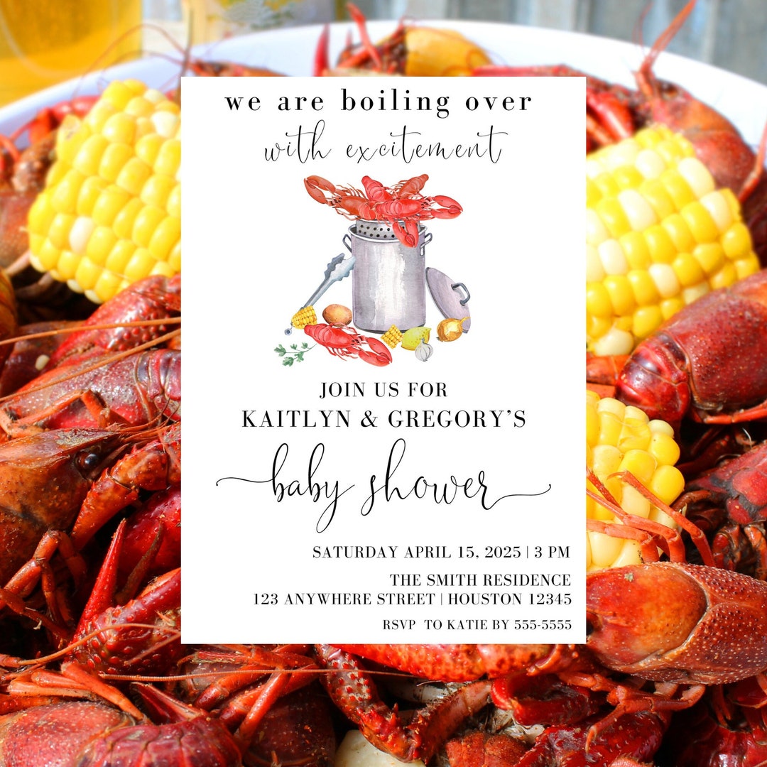 Crawfish Baby Shower Invitation, Crawfish Boil Baby Shower, Seafood ...