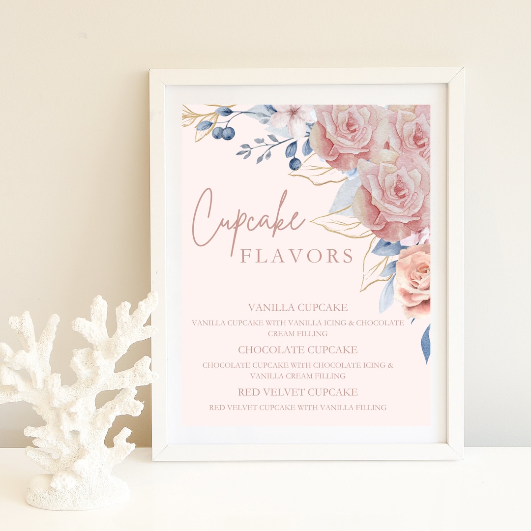 Cupcake Flavor Sign, Cupcake Menu Sign, Dessert Table Sign, Boho ...