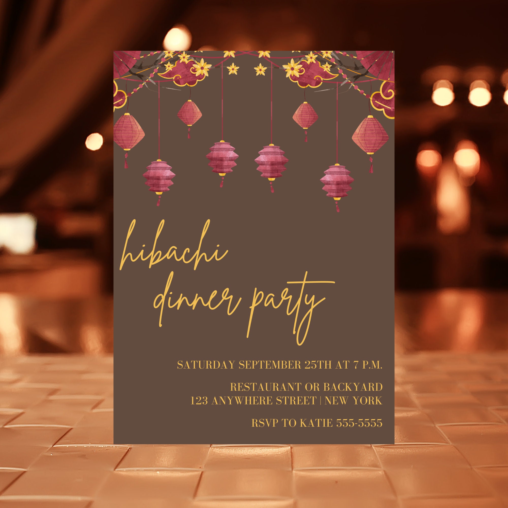Hibachi Dinner Invitation, Hibachi Party, Hibachi Birthday Invitation ...