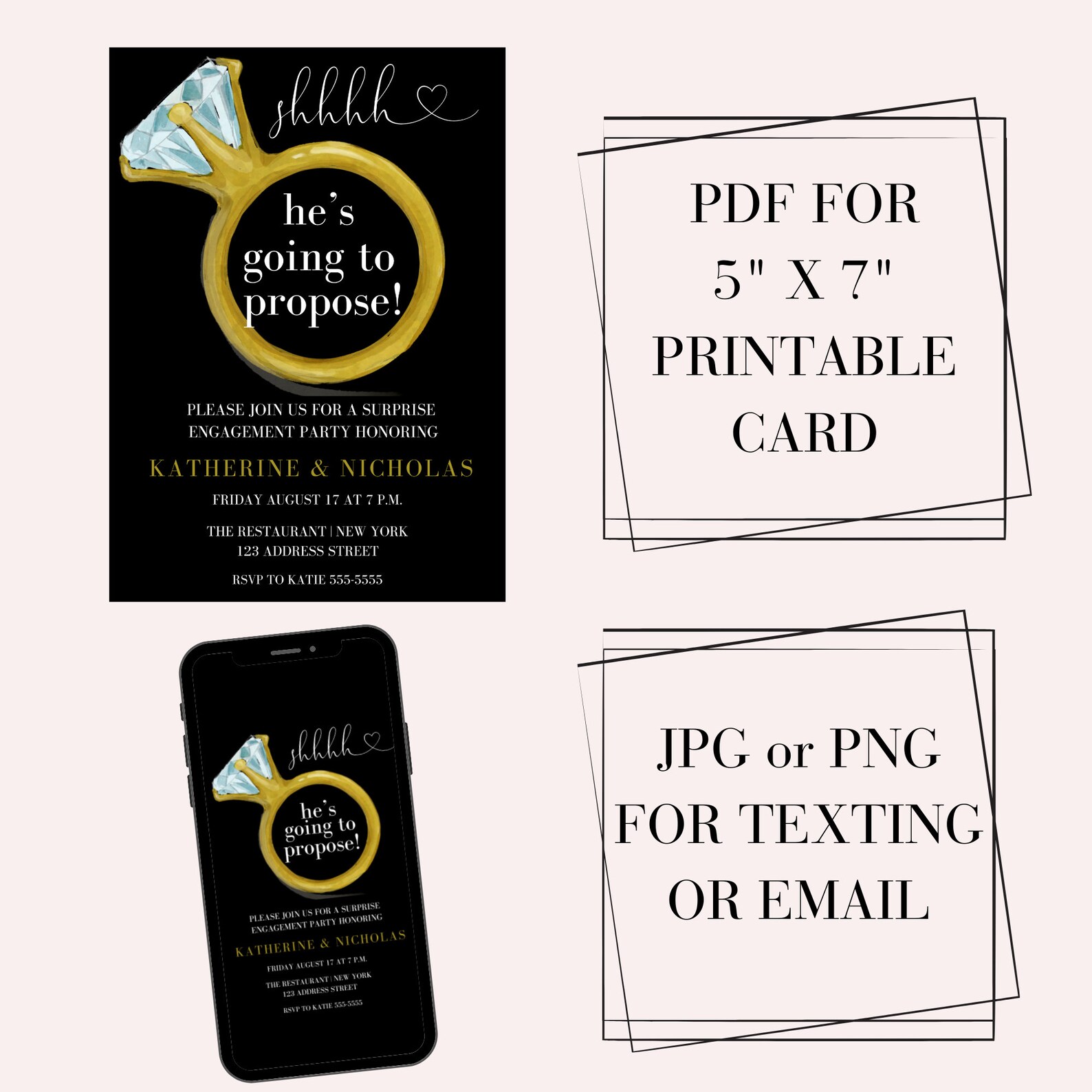 Surprise Engagement Party Invitation, Surprise Proposal Invite ...