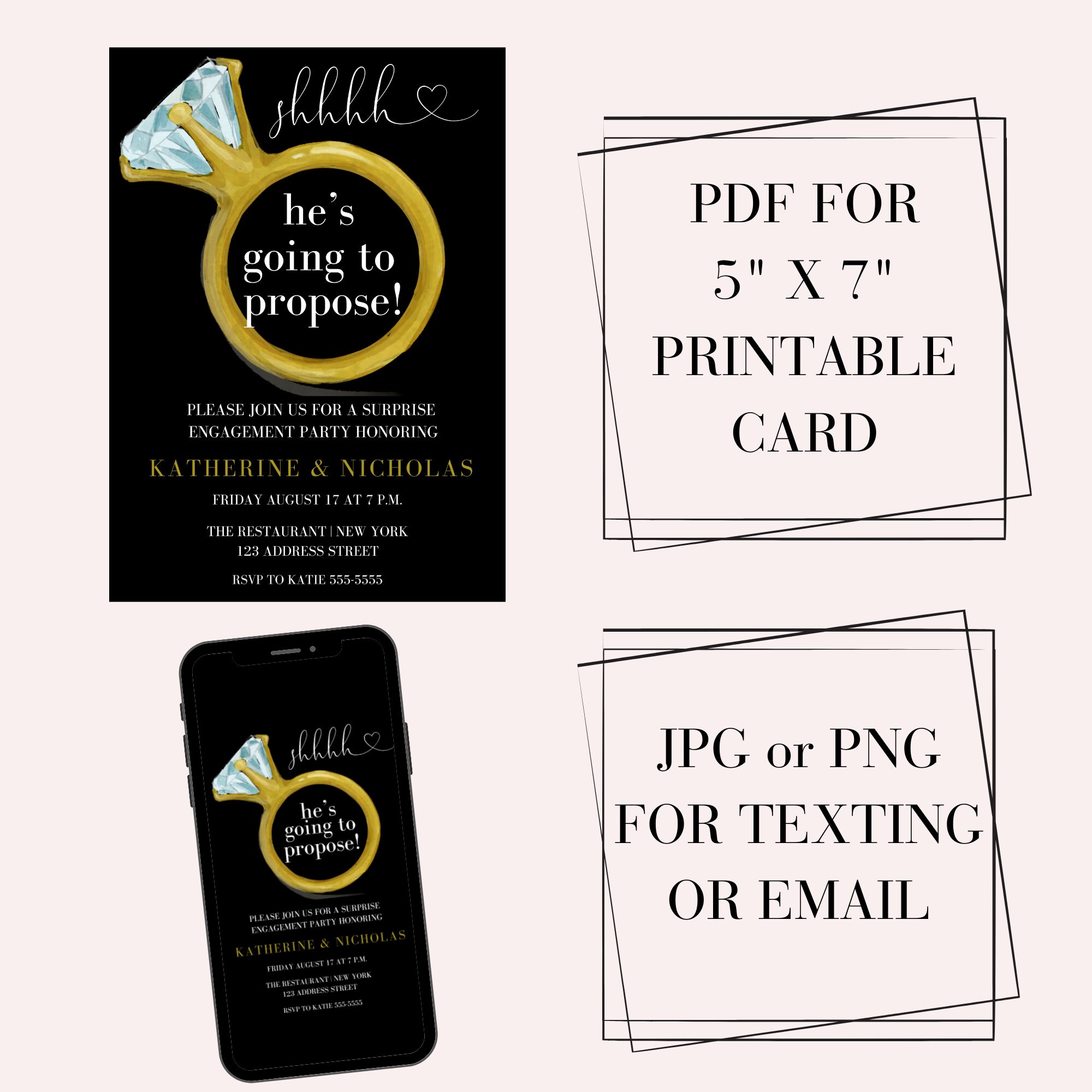 Surprise Engagement Party Invitation, Surprise Proposal Invite ...