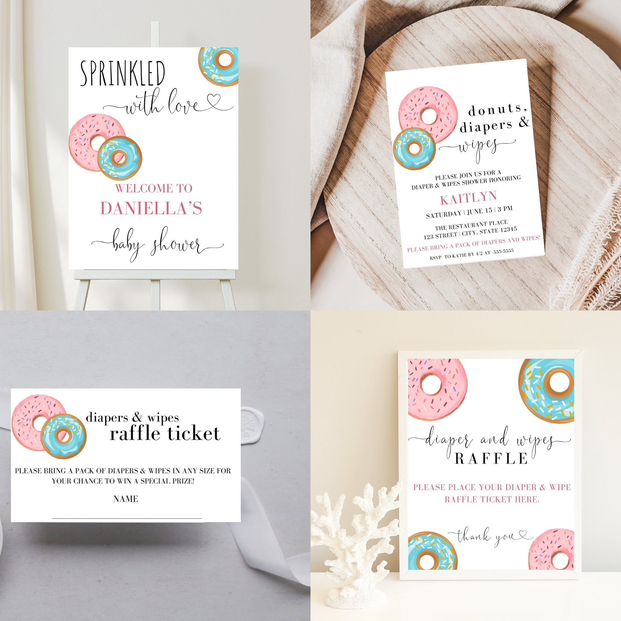 Diaper and Wipes Invitation, Diaper and Wipes Raffle Card, Diaper and ...