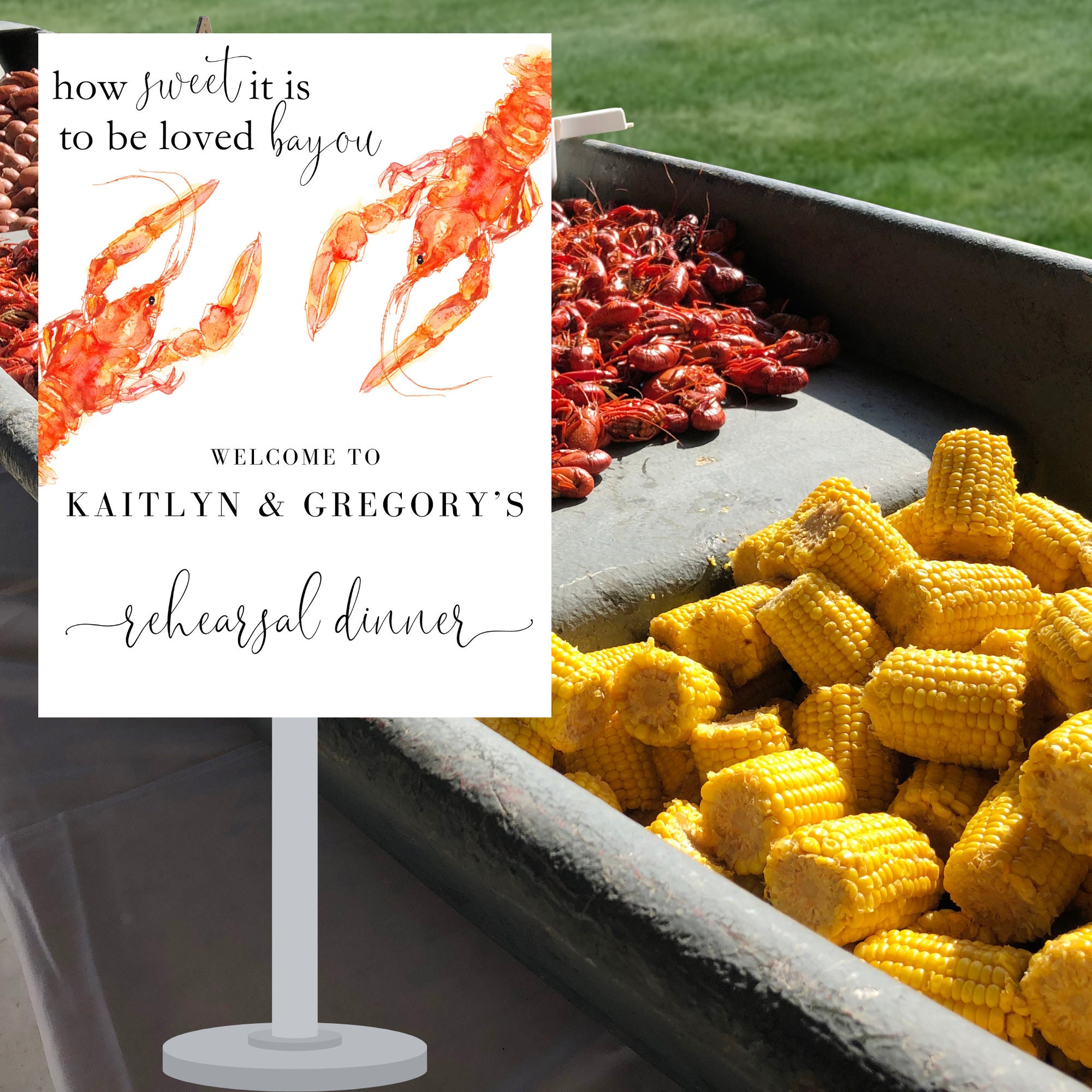 Crawfish Boil Sign, Crawfish Sign, Rehearsal Dinner Sign, EDITABLE ...