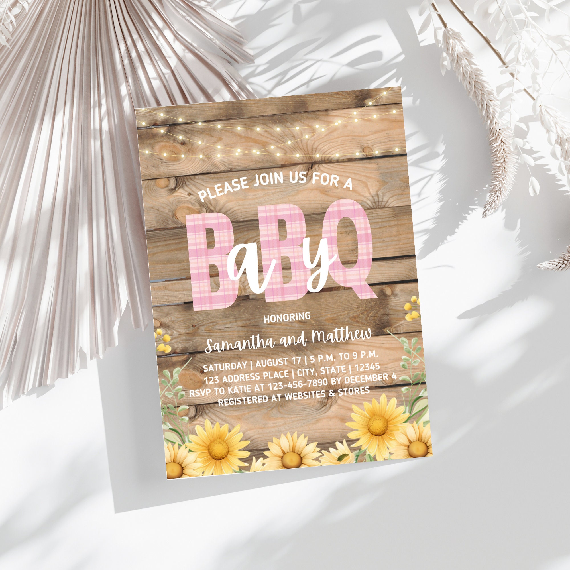 Babyq Invitation Pink, Couples Baby Shower Invitation Baby Q, Baby Q ...