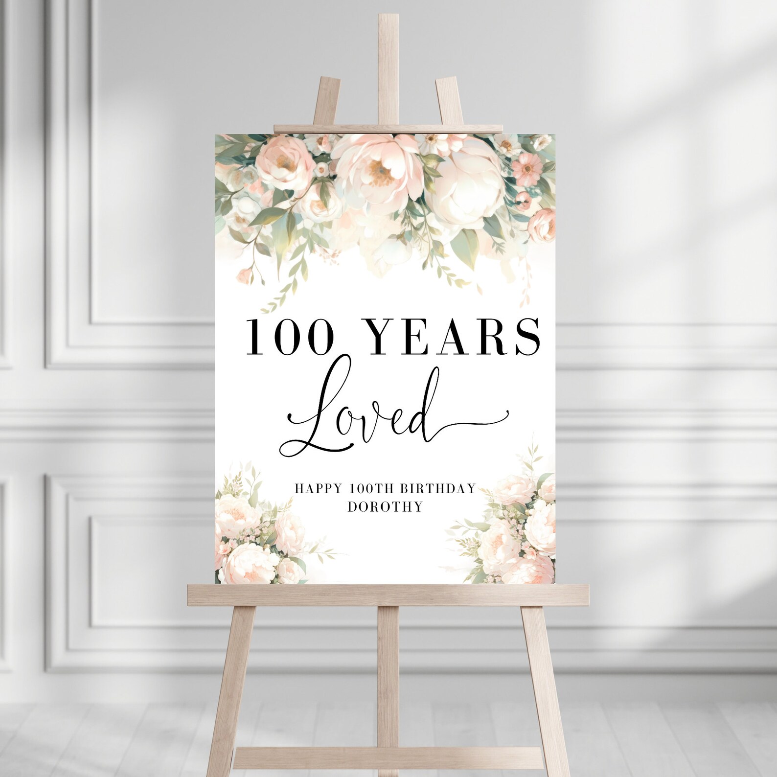 100 Years Loved Sign, 100th Birthday Welcome Sign, 100th Birthday ...