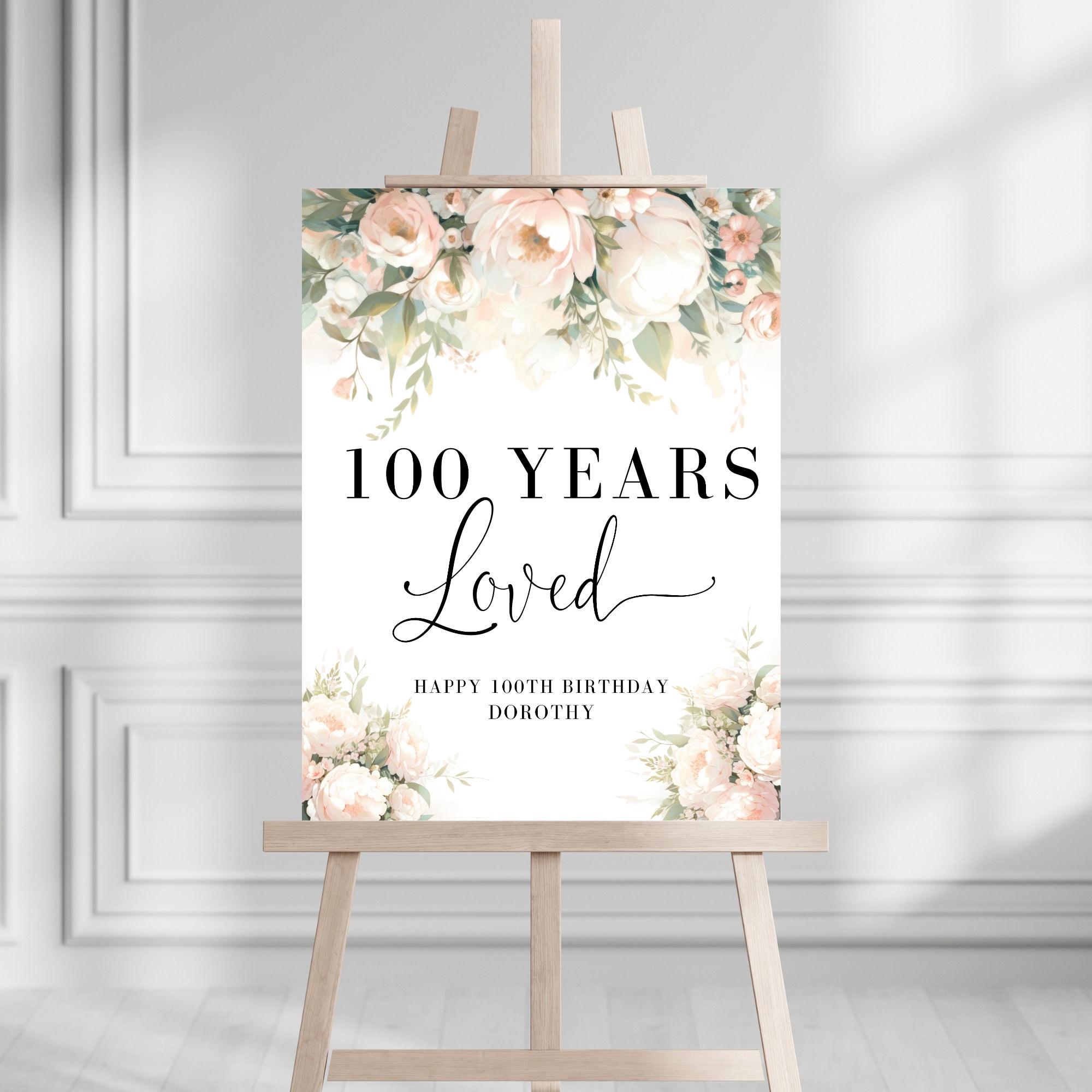 100 Years Loved Sign, 100th Birthday Welcome Sign, 100th Birthday ...