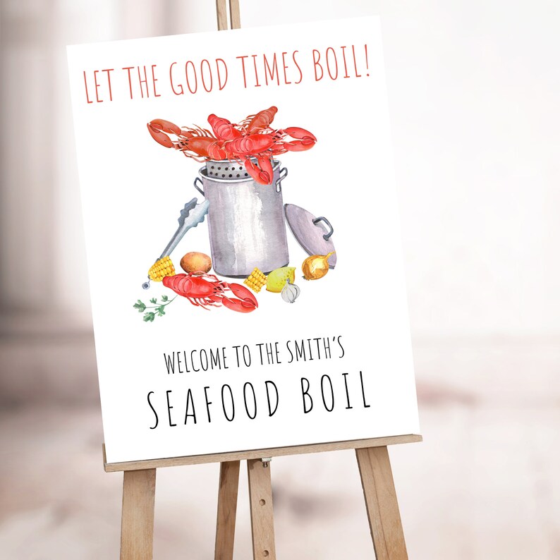 Seafood Boil Welcome Sign, Seafood Boil Party, Seafood Boil Invitation ...