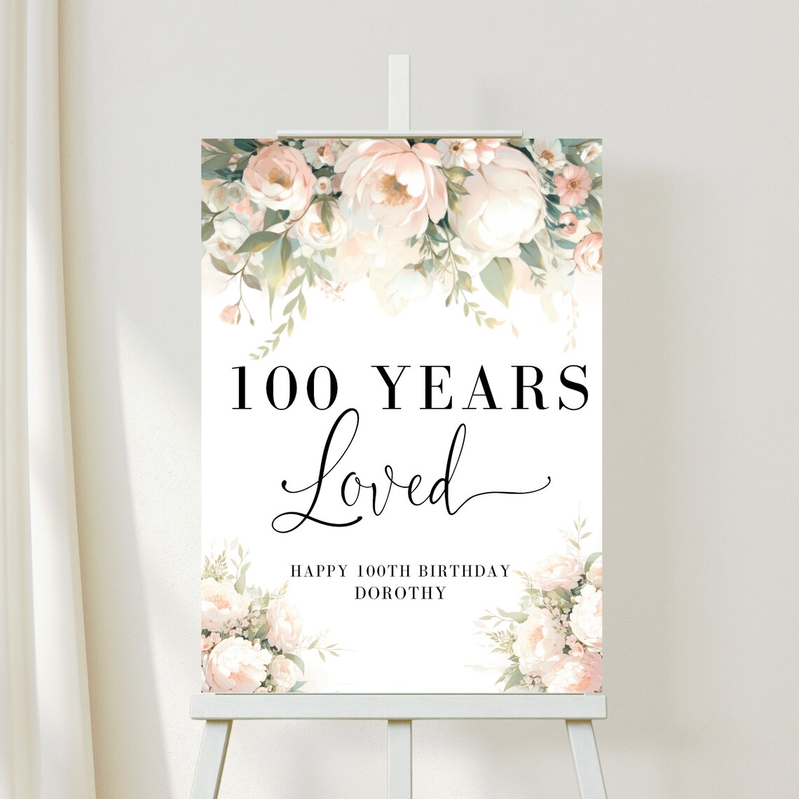 100 Years Loved Sign, 100th Birthday Welcome Sign, 100th Birthday ...