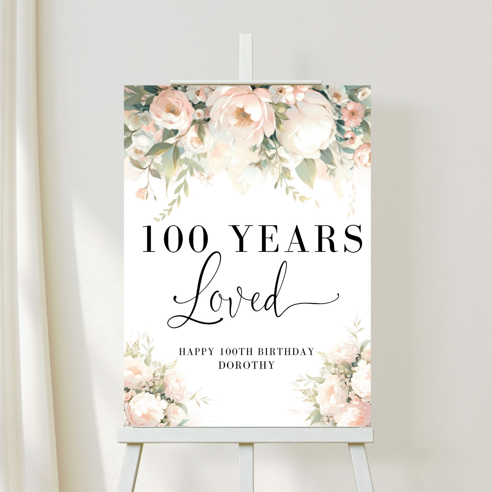 100 Years Loved Sign, 100th Birthday Welcome Sign, 100th Birthday ...