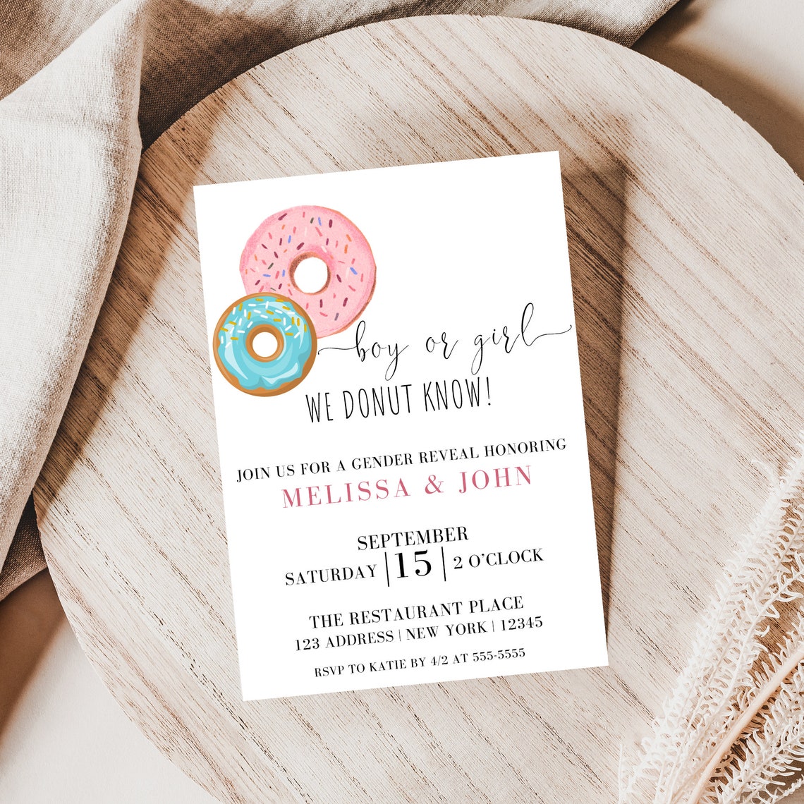Donut Know Gender Reveal Invitation, Donut Know Gender Reveal, Donut ...