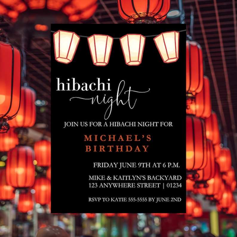 Hibachi Invitation, Hibachi Dinner Invitation, Hibachi Birthday ...